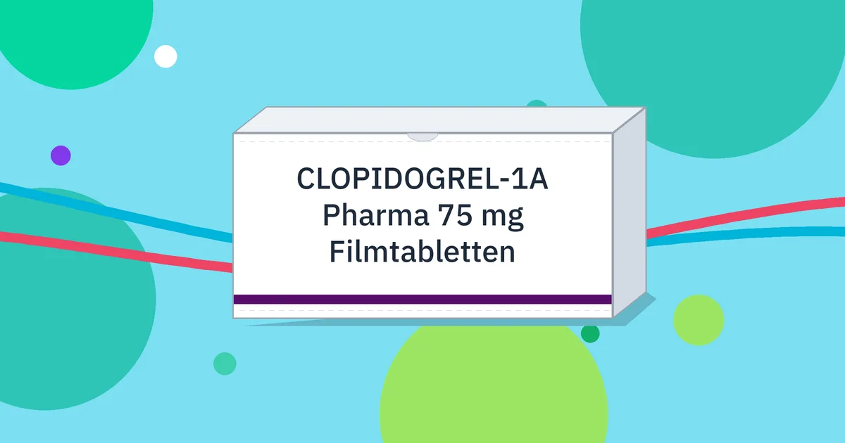 Symbolbild: Packung mit der Aufschrift CLOPIDOGREL-1A Pharma 75 mg Filmtabletten (PZN 15266643) – Verfügbarkeit und Bezug in Apotheken in Frankfurt am Main