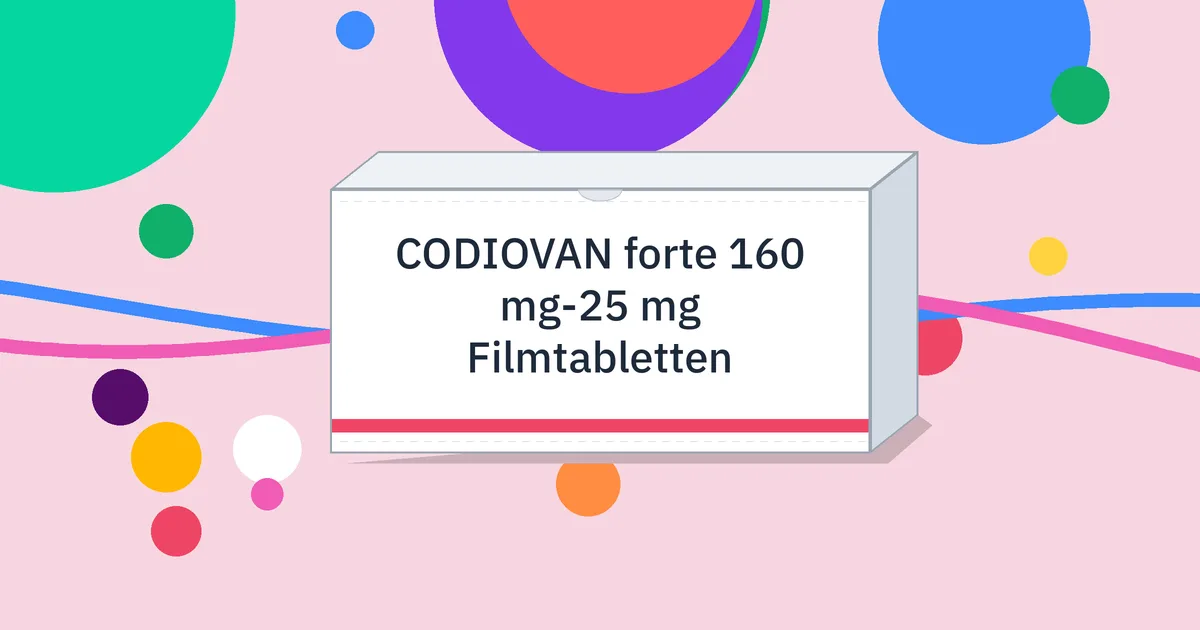 Symbolbild: Packung mit der Aufschrift CODIOVAN forte 160 mg-25 mg Filmtabletten (PZN 02428966) – Verfügbarkeit und Bezug in Apotheken in Frankfurt am Main