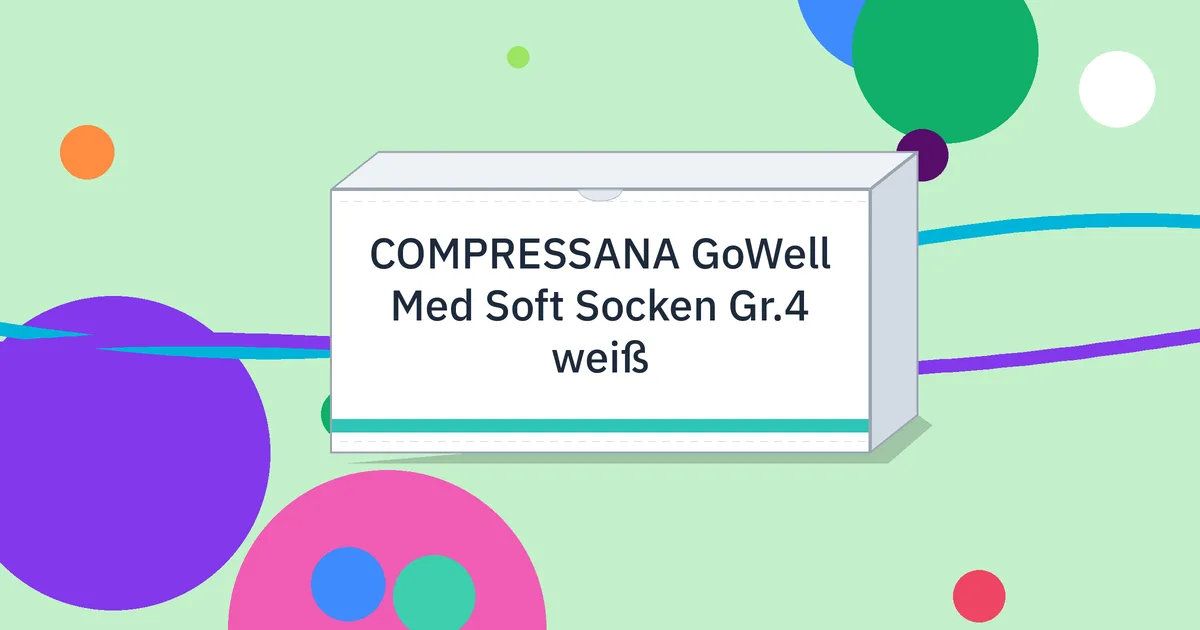 Symbolbild: Packung mit der Aufschrift COMPRESSANA GoWell Med Soft Socken Gr.4 weiß (PZN 05143187) – Verfügbarkeit und Bezug in Apotheken in Frankfurt am Main