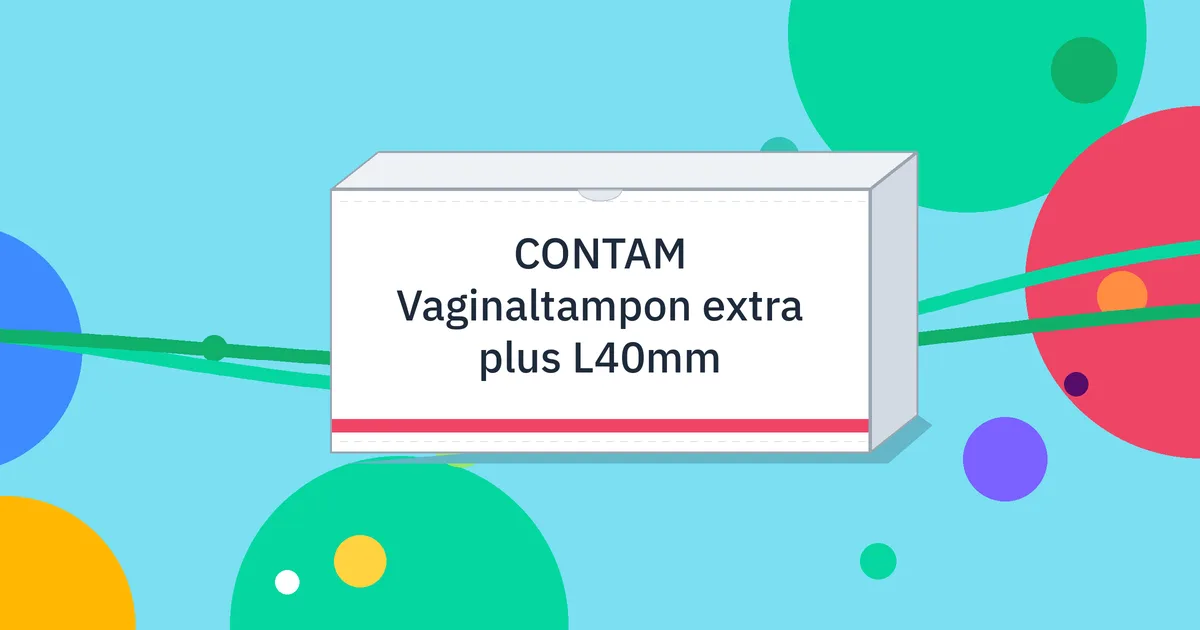 Symbolbild: Packung mit der Aufschrift CONTAM Vaginaltampon extra plus L40mm (PZN 19278198) – Verfügbarkeit und Bezug in Apotheken in Frankfurt am Main