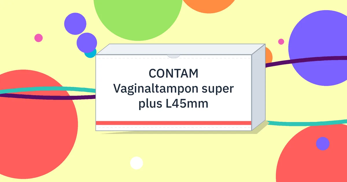 Symbolbild: Packung mit der Aufschrift CONTAM Vaginaltampon super plus L45mm (PZN 19278324) – Verfügbarkeit und Bezug in Apotheken in Frankfurt am Main