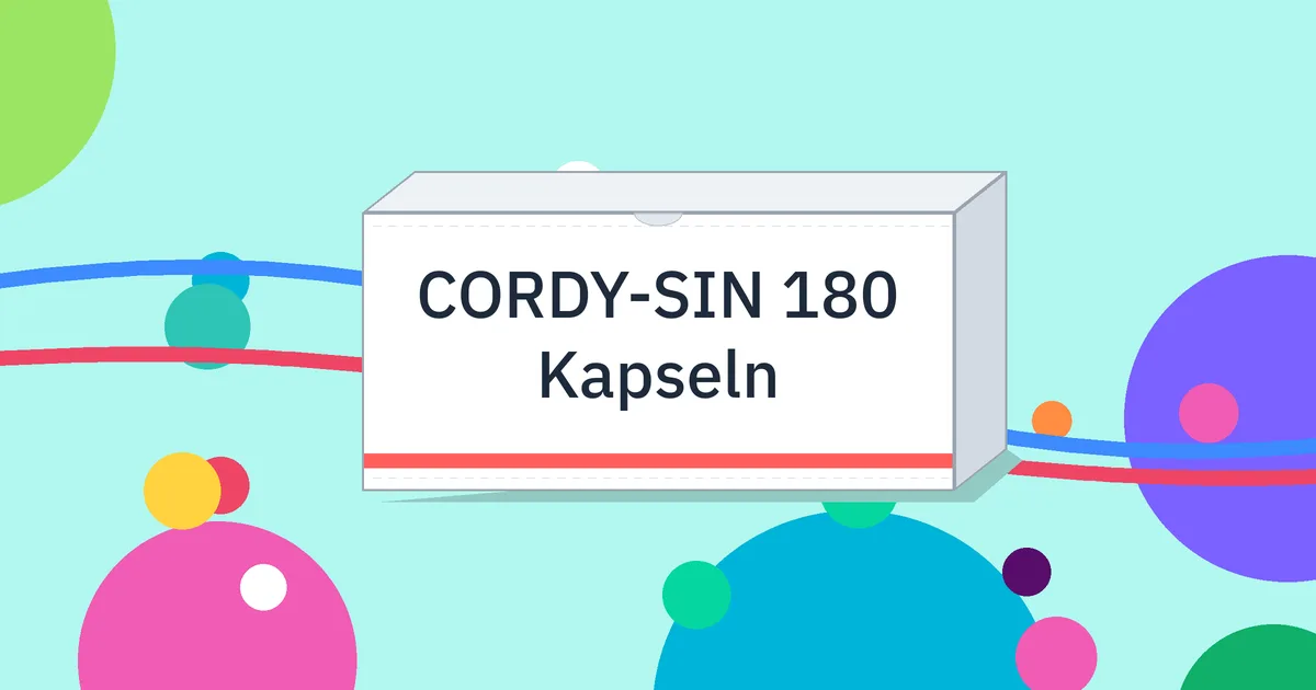 Symbolbild: Packung mit der Aufschrift CORDY-SIN 180 Kapseln (PZN 15306213) – Verfügbarkeit und Bezug in Apotheken in Frankfurt am Main