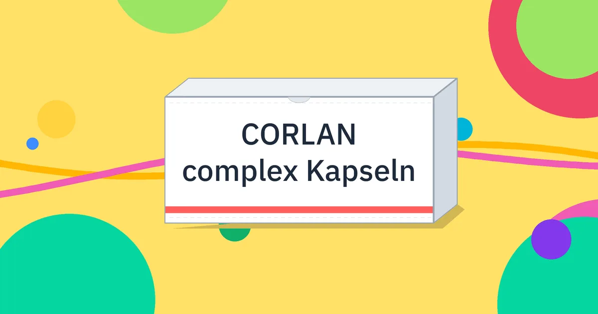 Symbolbild: Packung mit der Aufschrift CORLAN complex Kapseln (PZN 11769672) – Verfügbarkeit und Bezug in Apotheken in Frankfurt am Main