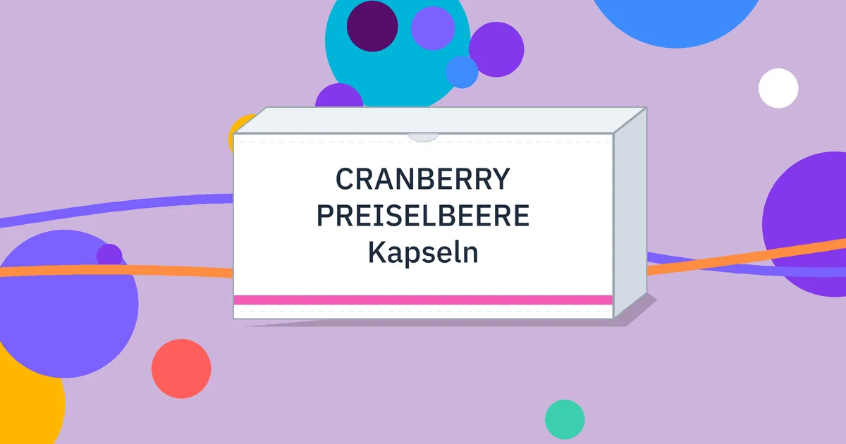Symbolbild: Packung mit der Aufschrift CRANBERRY PREISELBEERE Kapseln (PZN 06722384) – Verfügbarkeit und Bezug in Apotheken in Frankfurt am Main