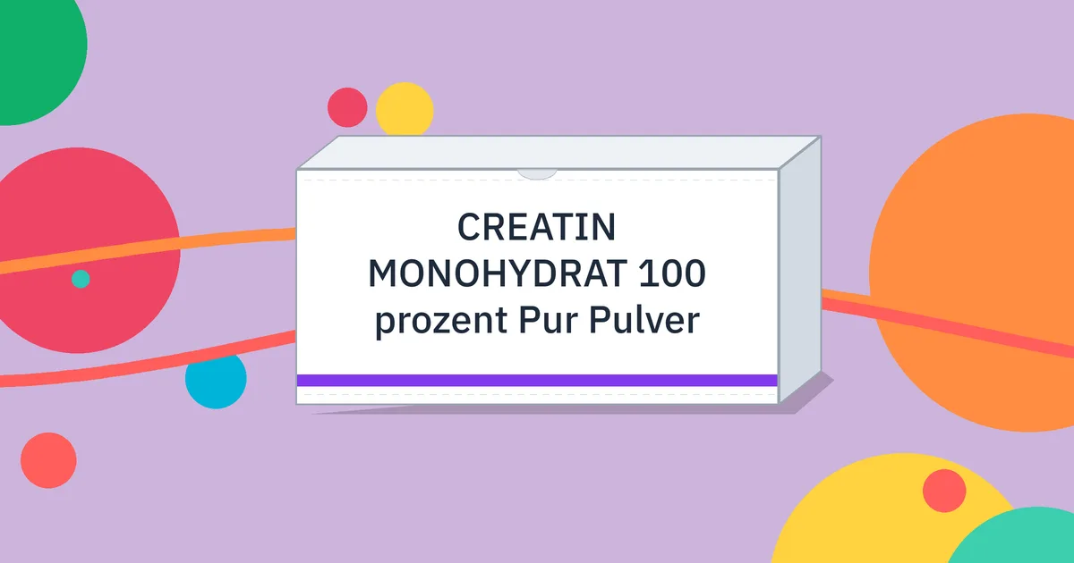 Symbolbild: Packung mit der Aufschrift CREATIN MONOHYDRAT 100 prozent Pur Pulver (PZN 01498255) – Verfügbarkeit und Bezug in Apotheken in Frankfurt am Main