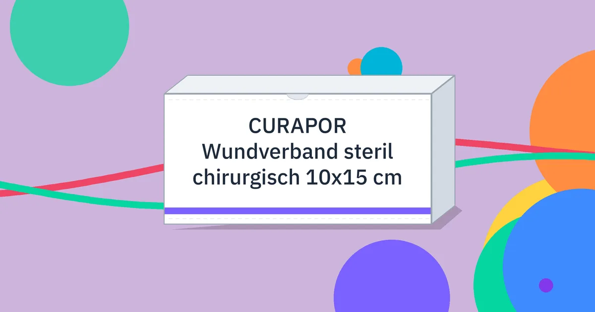 Symbolbild: Packung mit der Aufschrift CURAPOR Wundverband steril chirurgisch 10x15 cm (PZN 10757081) – Verfügbarkeit und Bezug in Apotheken in Frankfurt am Main