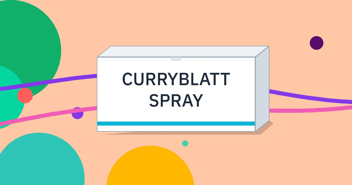 Symbolbild: Packung mit der Aufschrift CURRYBLATT SPRAY (PZN 15191520) – Verfügbarkeit und Bezug in Apotheken in Frankfurt am Main