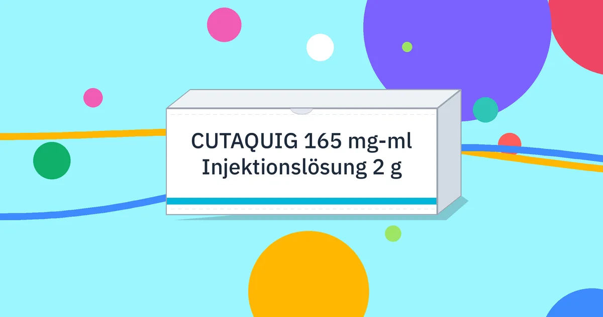 Symbolbild: Packung mit der Aufschrift CUTAQUIG 165 mg-ml Injektionslösung 2 g (PZN 15821487) – Verfügbarkeit und Bezug in Apotheken in Frankfurt am Main