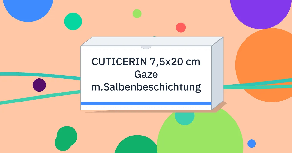 Symbolbild: Packung mit der Aufschrift CUTICERIN 7,5x20 cm Gaze m.Salbenbeschichtung (PZN 17606267) – Verfügbarkeit und Bezug in Apotheken in Frankfurt am Main