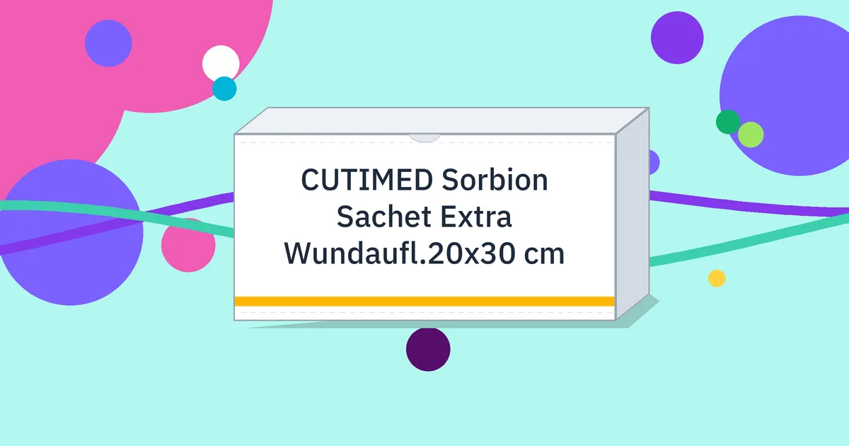Symbolbild: Packung mit der Aufschrift CUTIMED Sorbion Sachet Extra Wundaufl.20x30 cm (PZN 16788705) – Verfügbarkeit und Bezug in Apotheken in Frankfurt am Main