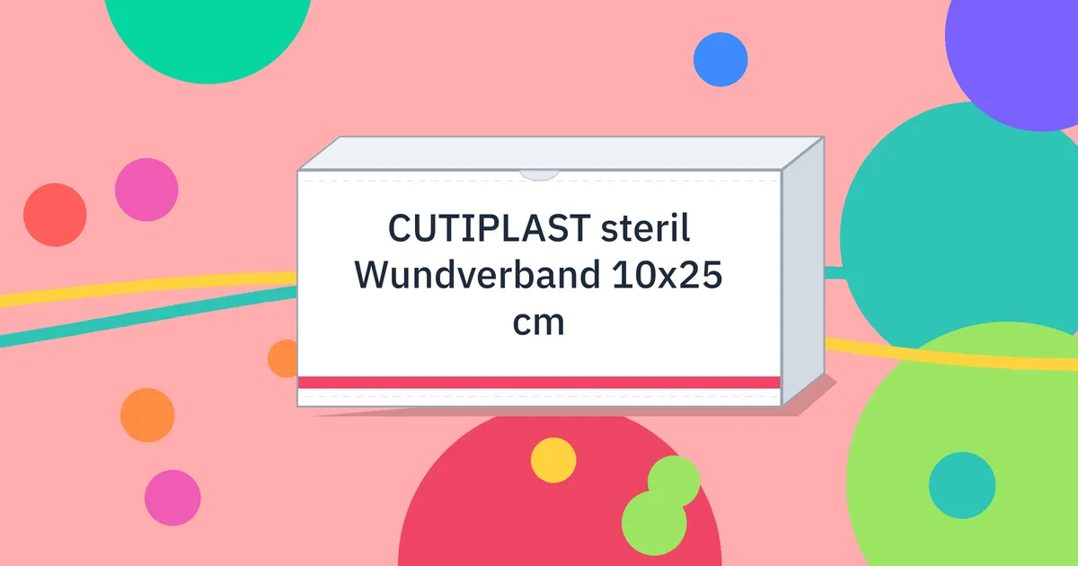 Symbolbild: Packung mit der Aufschrift CUTIPLAST steril Wundverband 10x25 cm (PZN 18034666) – Verfügbarkeit und Bezug in Apotheken in Frankfurt am Main