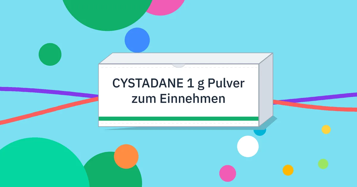 Symbolbild: Packung mit der Aufschrift CYSTADANE 1 g Pulver zum Einnehmen (PZN 20123006) – Verfügbarkeit und Bezug in Apotheken in Frankfurt am Main