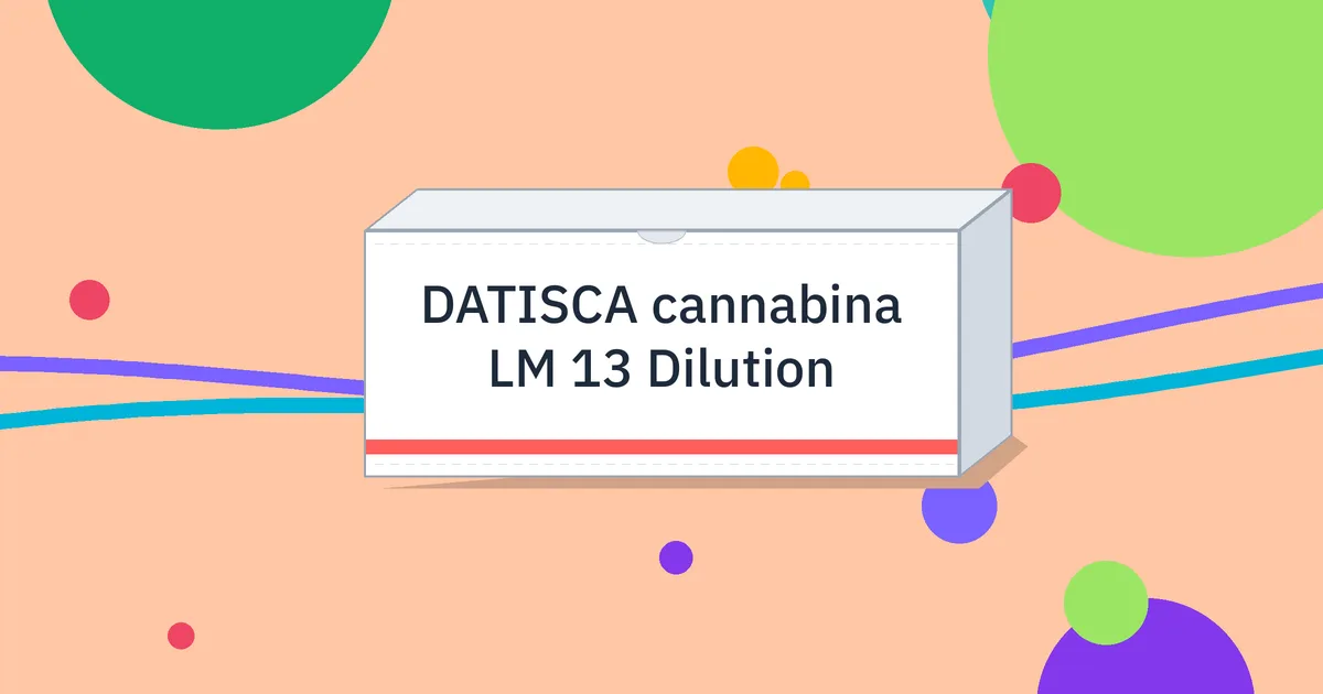 Symbolbild: Packung mit der Aufschrift DATISCA cannabina LM 13 Dilution (PZN 13461932) – Verfügbarkeit und Bezug in Apotheken in Frankfurt am Main
