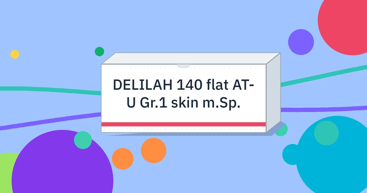 Symbolbild: Packung mit der Aufschrift DELILAH 140 flat AT-U Gr.1 skin m.Sp. (PZN 14248258) – Verfügbarkeit und Bezug in Apotheken in Frankfurt am Main