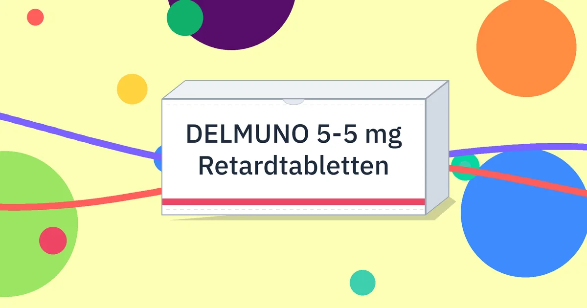 Symbolbild: Packung mit der Aufschrift DELMUNO 5-5 mg Retardtabletten (PZN 12399102) – Verfügbarkeit und Bezug in Apotheken in Frankfurt am Main
