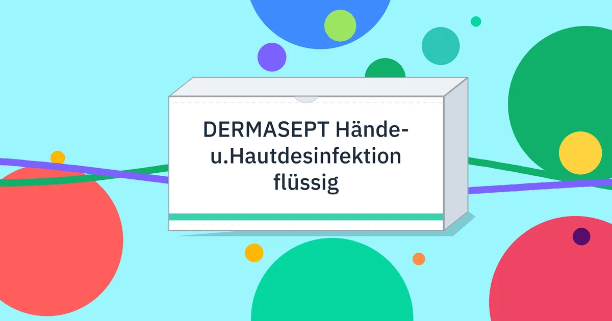 Symbolbild: Packung mit der Aufschrift DERMASEPT Hände- u.Hautdesinfektion flüssig (PZN 00712901) – Verfügbarkeit und Bezug in Apotheken in Frankfurt am Main