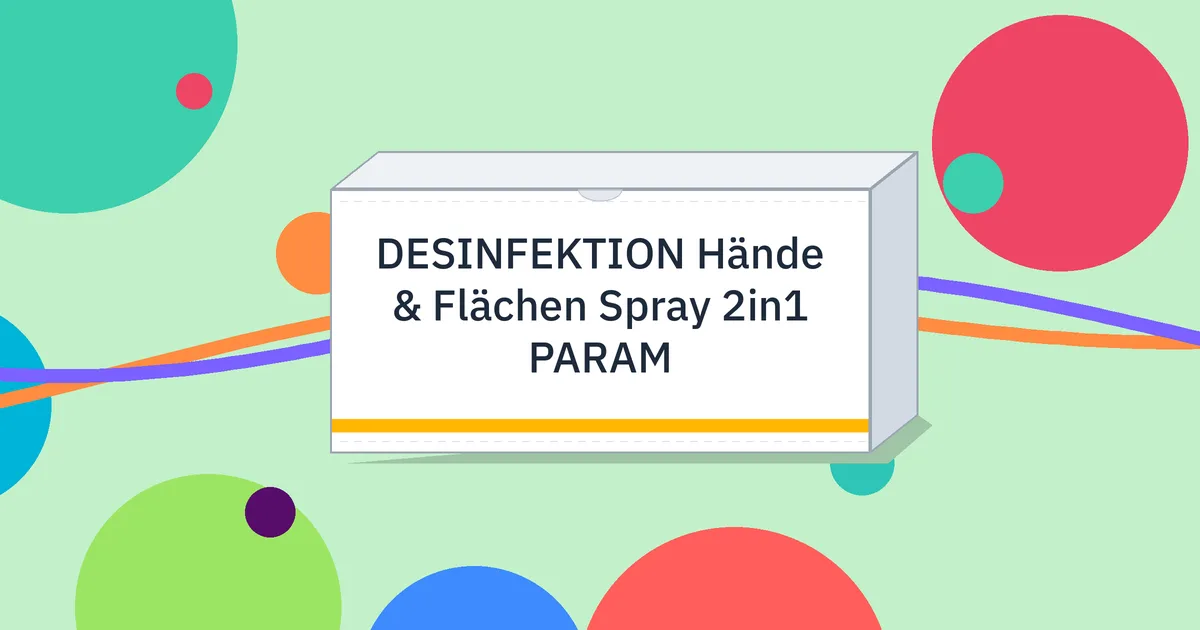 Symbolbild: Packung mit der Aufschrift DESINFEKTION Hände & Flächen Spray 2in1 PARAM (PZN 20930014) – Verfügbarkeit und Bezug in Apotheken in Frankfurt am Main