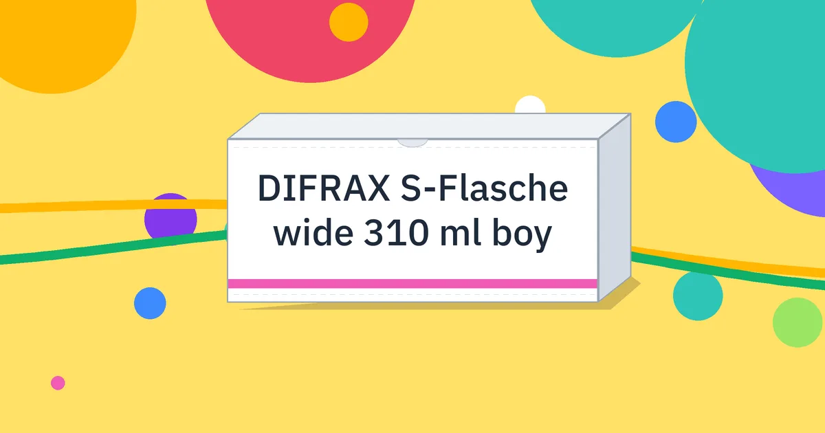 Symbolbild: Packung mit der Aufschrift DIFRAX S-Flasche wide 310 ml boy (PZN 12518110) – Verfügbarkeit und Bezug in Apotheken in Frankfurt am Main