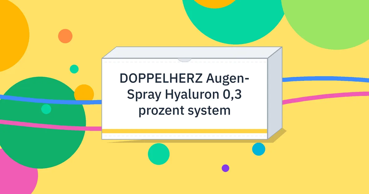 Symbolbild: Packung mit der Aufschrift DOPPELHERZ Augen-Spray Hyaluron 0,3 prozent system (PZN 13946196) – Verfügbarkeit und Bezug in Apotheken in Frankfurt am Main