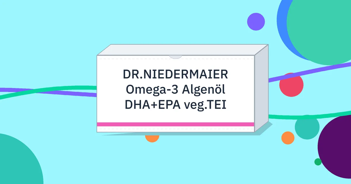 Symbolbild: Packung mit der Aufschrift DR.NIEDERMAIER Omega-3 Algenöl DHA+EPA veg.TEI (PZN 19645171) – Verfügbarkeit und Bezug in Apotheken in Frankfurt am Main