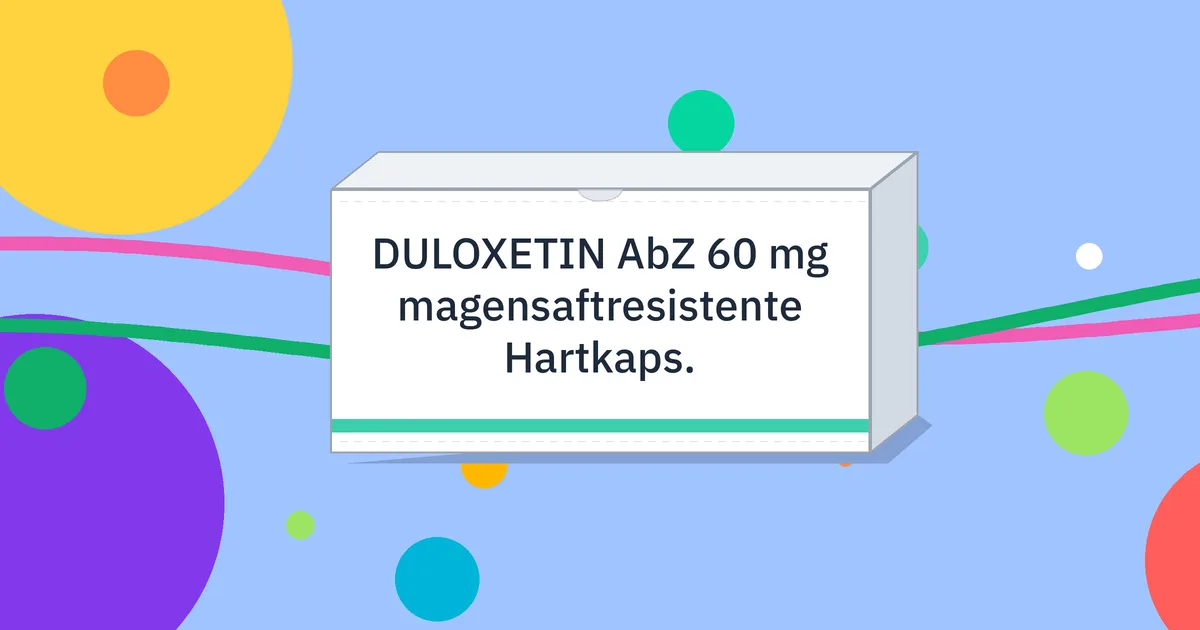 Symbolbild: Packung mit der Aufschrift DULOXETIN AbZ 60 mg magensaftresistente Hartkaps. (PZN 10525330) – Verfügbarkeit und Bezug in Apotheken in Frankfurt am Main
