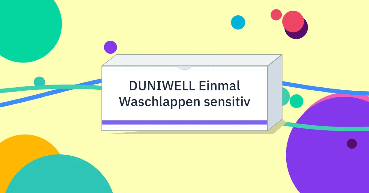 Symbolbild: Packung mit der Aufschrift DUNIWELL Einmal Waschlappen sensitiv (PZN 01595047) – Verfügbarkeit und Bezug in Apotheken in Frankfurt am Main