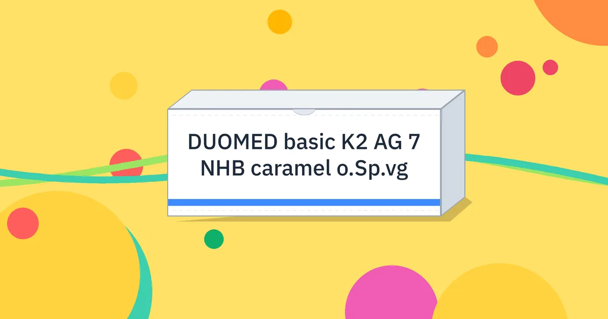 Symbolbild: Packung mit der Aufschrift DUOMED basic K2 AG 7 NHB caramel o.Sp.vg (PZN 20908693) – Verfügbarkeit und Bezug in Apotheken in Frankfurt am Main
