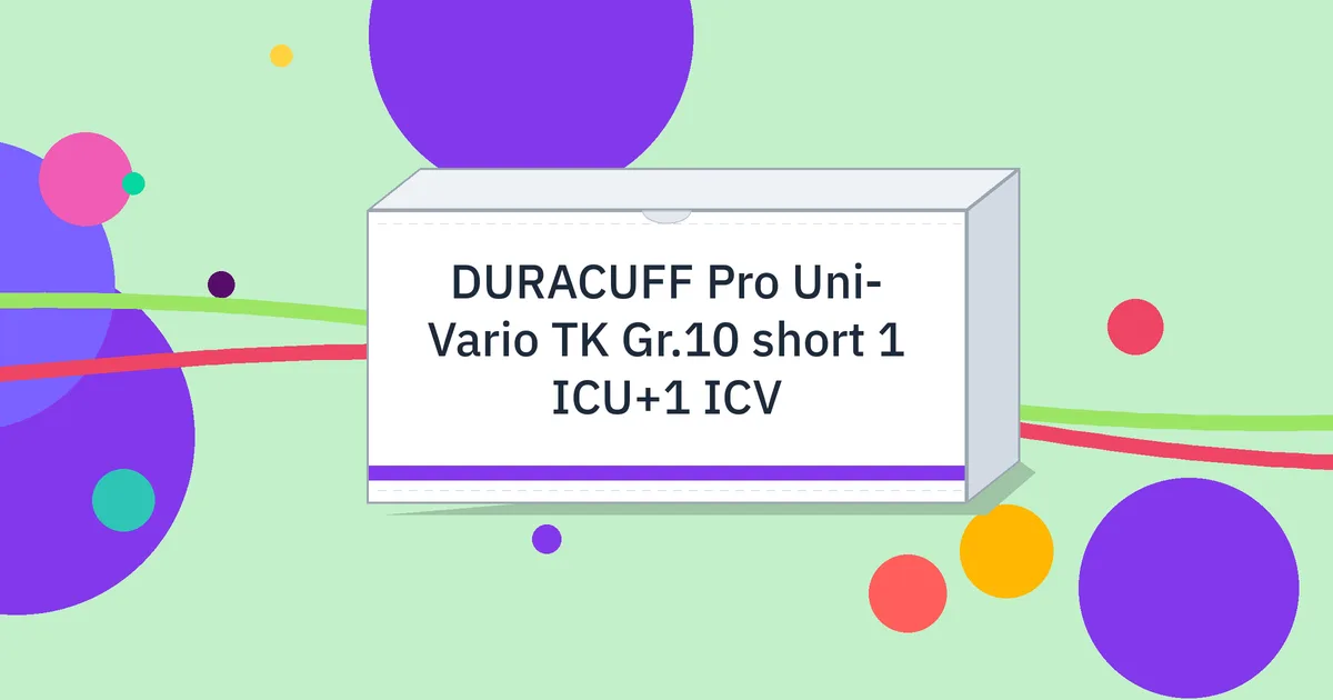 Symbolbild: Packung mit der Aufschrift DURACUFF Pro Uni-Vario TK Gr.10 short 1 ICU+1 ICV (PZN 19244236) – Verfügbarkeit und Bezug in Apotheken in Frankfurt am Main