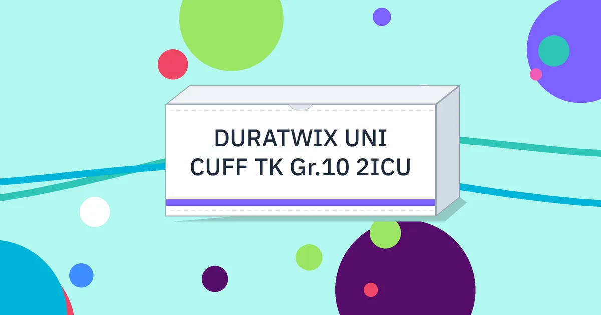 Symbolbild: Packung mit der Aufschrift DURATWIX UNI CUFF TK Gr.10 2ICU (PZN 19788315) – Verfügbarkeit und Bezug in Apotheken in Frankfurt am Main