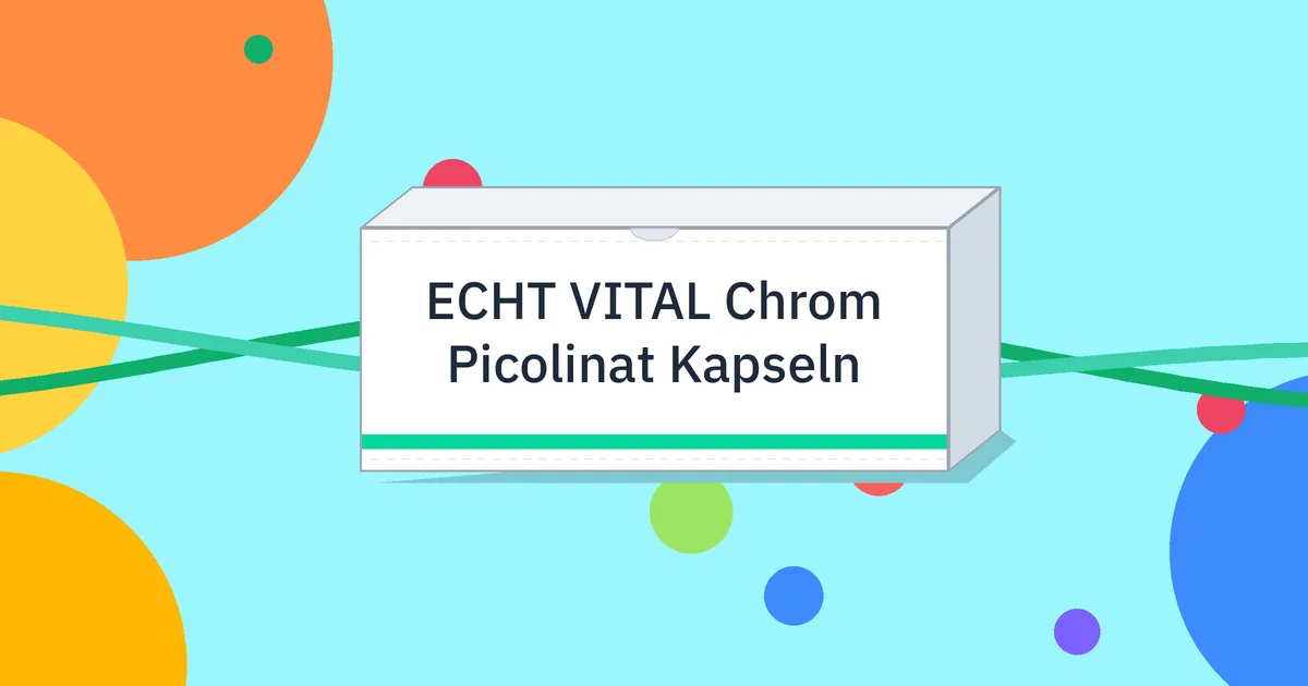 Symbolbild: Packung mit der Aufschrift ECHT VITAL Chrom Picolinat Kapseln (PZN 13421594) – Verfügbarkeit und Bezug in Apotheken in Frankfurt am Main