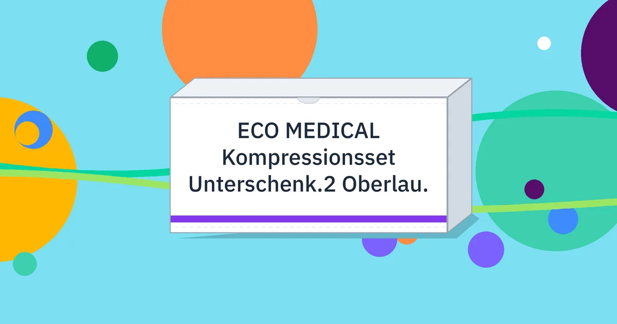 Symbolbild: Packung mit der Aufschrift ECO MEDICAL Kompressionsset Unterschenk.2 Oberlau. (PZN 19176003) – Verfügbarkeit und Bezug in Apotheken in Frankfurt am Main