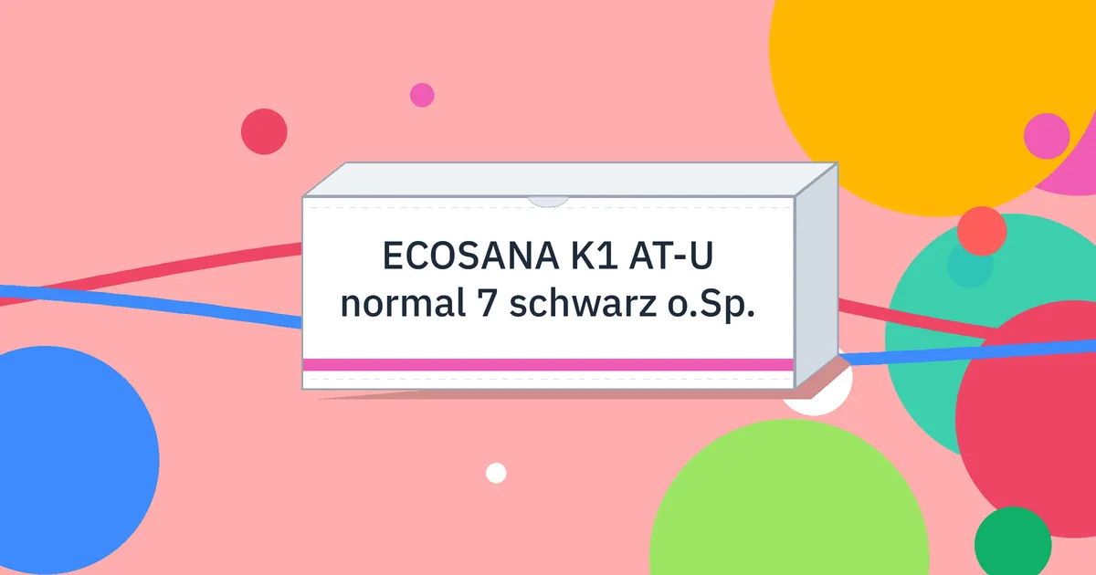 Symbolbild: Packung mit der Aufschrift ECOSANA K1 AT-U normal 7 schwarz o.Sp. (PZN 04735201) – Verfügbarkeit und Bezug in Apotheken in Frankfurt am Main