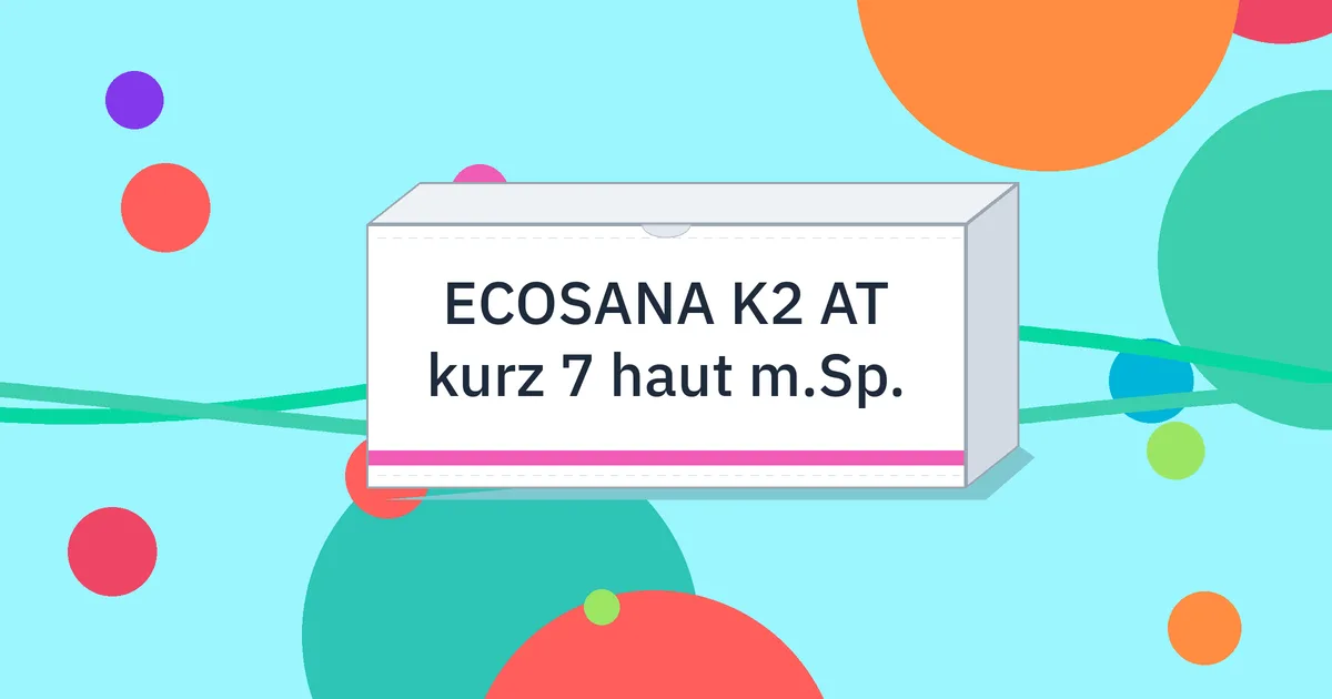 Symbolbild: Packung mit der Aufschrift ECOSANA K2 AT kurz 7 haut m.Sp. (PZN 01566264) – Verfügbarkeit und Bezug in Apotheken in Frankfurt am Main
