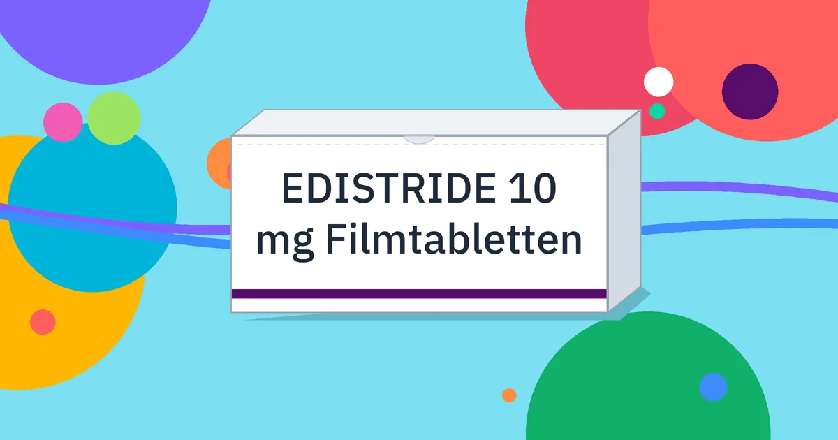 Symbolbild: Packung mit der Aufschrift EDISTRIDE 10 mg Filmtabletten (PZN 20410697) – Verfügbarkeit und Bezug in Apotheken in Frankfurt am Main