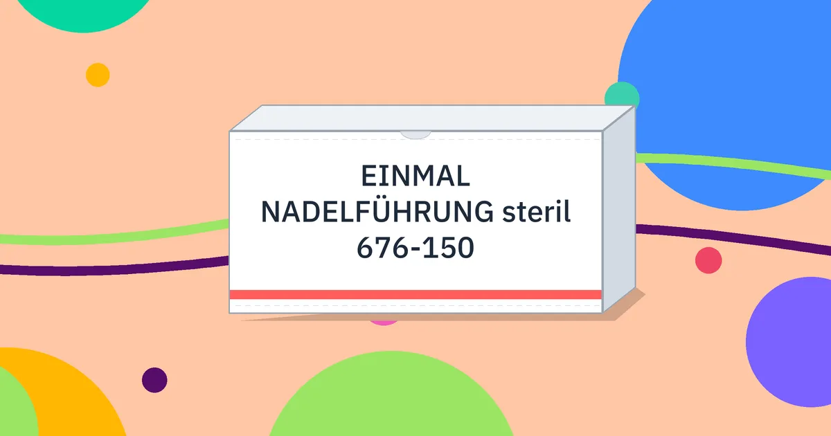 Symbolbild: Packung mit der Aufschrift EINMAL NADELFÜHRUNG steril 676-150 (PZN 15865065) – Verfügbarkeit und Bezug in Apotheken in Frankfurt am Main