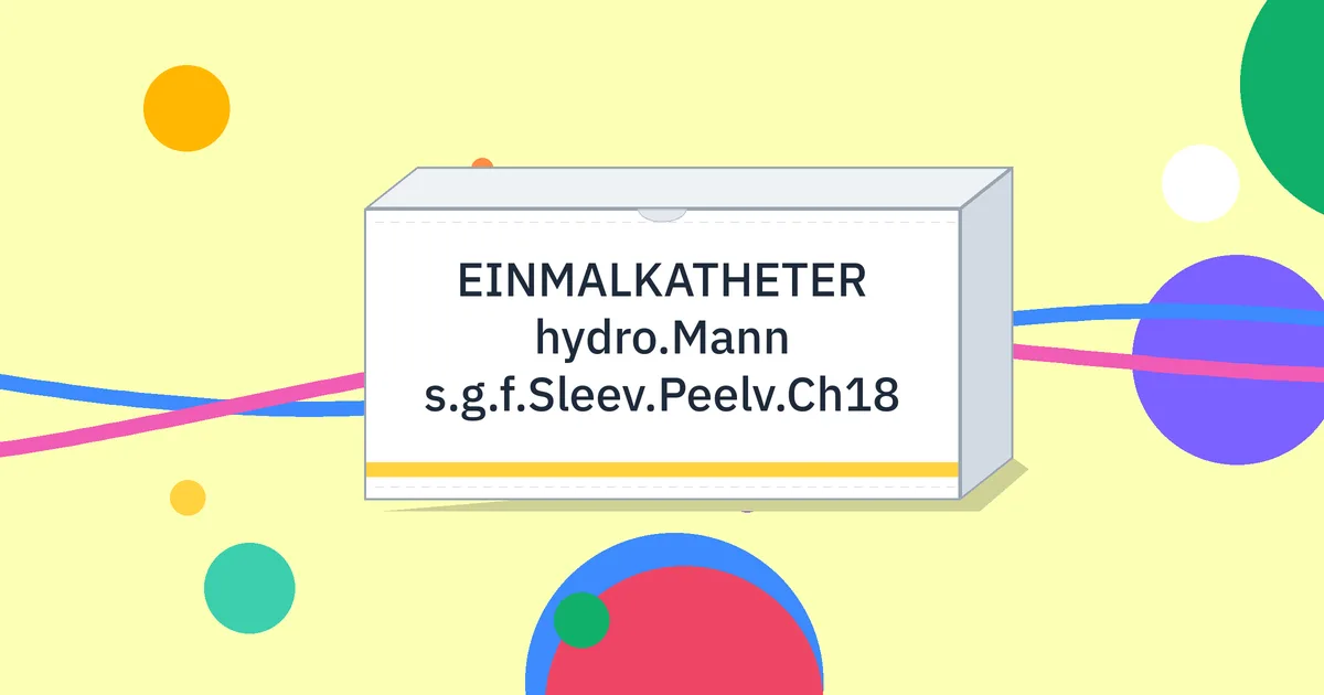 Symbolbild: Packung mit der Aufschrift EINMALKATHETER hydro.Mann s.g.f.Sleev.Peelv.Ch18 (PZN 14137300) – Verfügbarkeit und Bezug in Apotheken in Frankfurt am Main