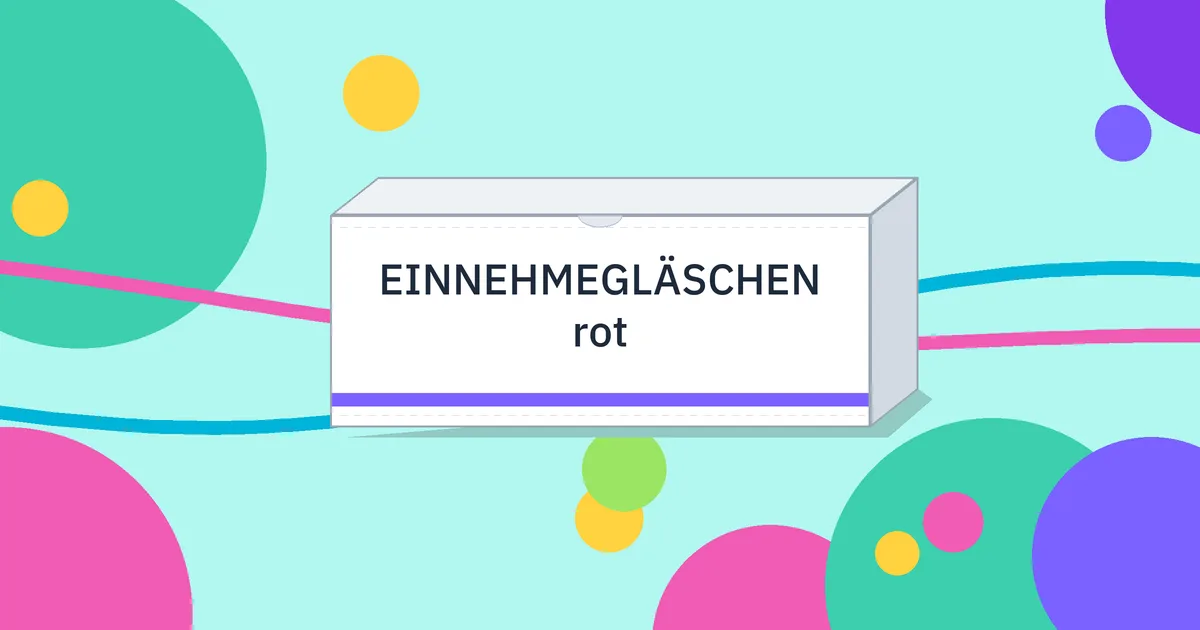 Symbolbild: Packung mit der Aufschrift EINNEHMEGLÄSCHEN rot (PZN 20025433) – Verfügbarkeit und Bezug in Apotheken in Frankfurt am Main