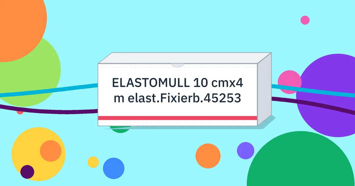 Symbolbild: Packung mit der Aufschrift ELASTOMULL 10 cmx4 m elast.Fixierb.45253 (PZN 18074803) – Verfügbarkeit und Bezug in Apotheken in Frankfurt am Main