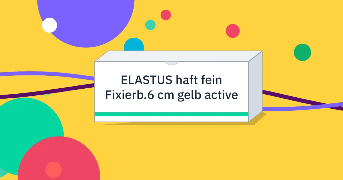 Symbolbild: Packung mit der Aufschrift ELASTUS haft fein Fixierb.6 cm gelb active (PZN 04839283) – Verfügbarkeit und Bezug in Apotheken in Frankfurt am Main