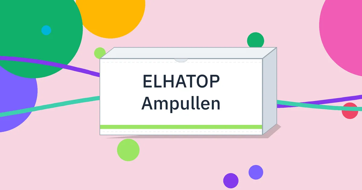 Symbolbild: Packung mit der Aufschrift ELHATOP Ampullen (PZN 04189879) – Verfügbarkeit und Bezug in Apotheken in Frankfurt am Main