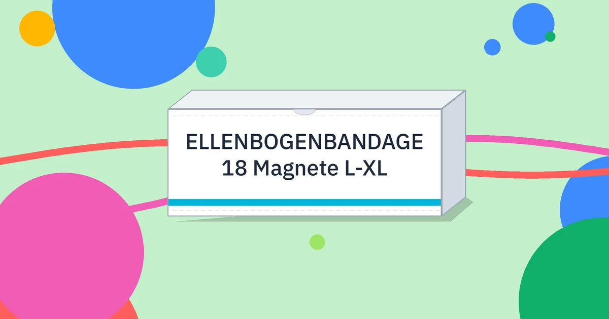 Symbolbild: Packung mit der Aufschrift ELLENBOGENBANDAGE 18 Magnete L-XL (PZN 00543410) – Verfügbarkeit und Bezug in Apotheken in Frankfurt am Main