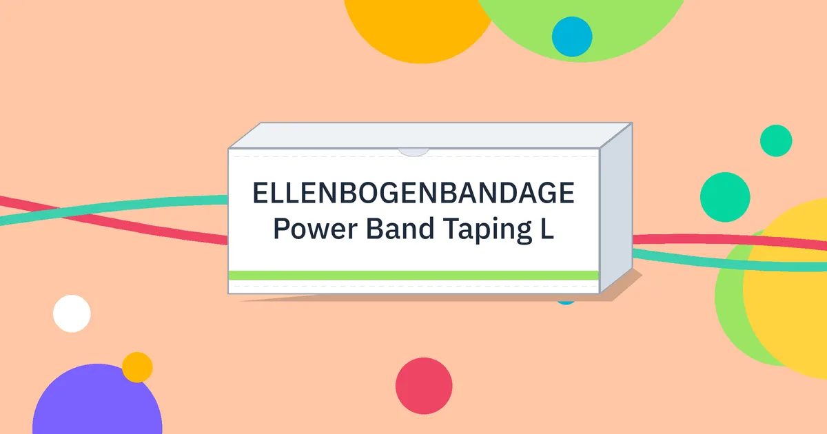 Symbolbild: Packung mit der Aufschrift ELLENBOGENBANDAGE Power Band Taping L (PZN 15384006) – Verfügbarkeit und Bezug in Apotheken in Frankfurt am Main