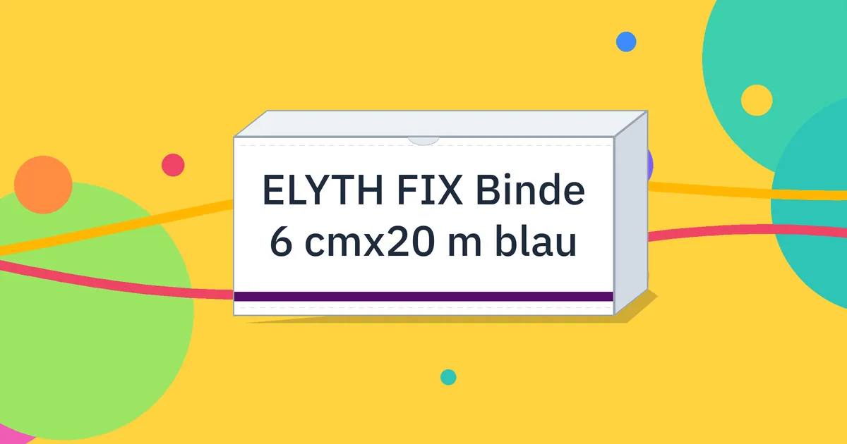 Symbolbild: Packung mit der Aufschrift ELYTH FIX Binde 6 cmx20 m blau (PZN 10537511) – Verfügbarkeit und Bezug in Apotheken in Frankfurt am Main