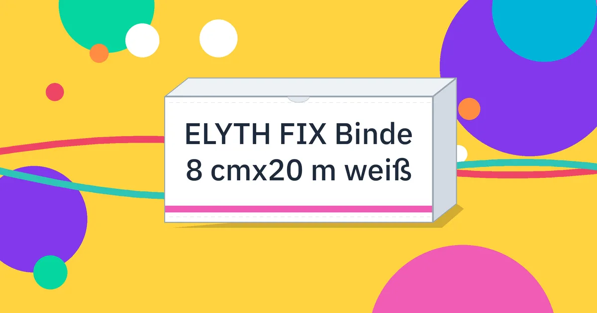 Symbolbild: Packung mit der Aufschrift ELYTH FIX Binde 8 cmx20 m weiß (PZN 10537439) – Verfügbarkeit und Bezug in Apotheken in Frankfurt am Main