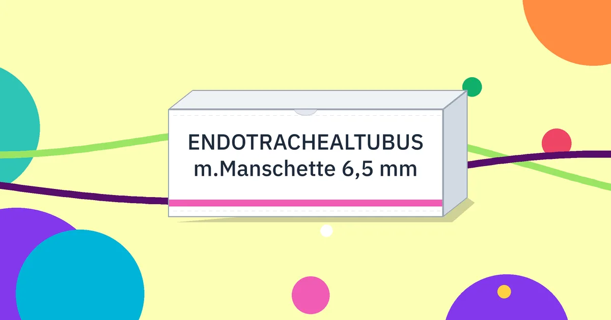 Symbolbild: Packung mit der Aufschrift ENDOTRACHEALTUBUS m.Manschette 6,5 mm (PZN 08887178) – Verfügbarkeit und Bezug in Apotheken in Frankfurt am Main
