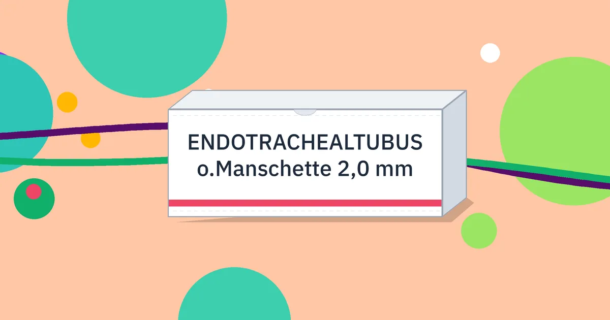Symbolbild: Packung mit der Aufschrift ENDOTRACHEALTUBUS o.Manschette 2,0 mm (PZN 08886977) – Verfügbarkeit und Bezug in Apotheken in Frankfurt am Main