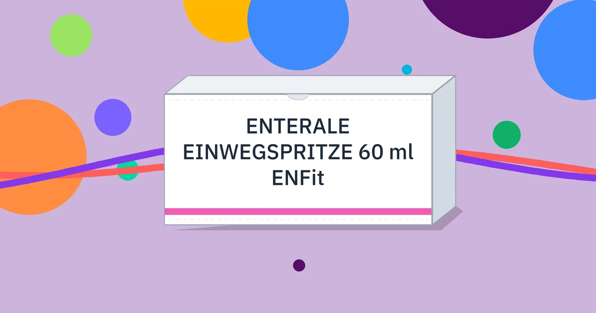 Symbolbild: Packung mit der Aufschrift ENTERALE EINWEGSPRITZE 60 ml ENFit (PZN 18103315) – Verfügbarkeit und Bezug in Apotheken in Frankfurt am Main