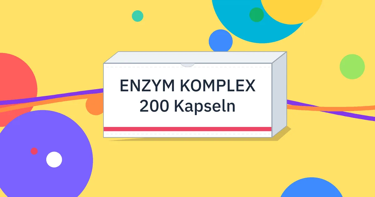 Symbolbild: Packung mit der Aufschrift ENZYM KOMPLEX 200 Kapseln (PZN 02480501) – Verfügbarkeit und Bezug in Apotheken in Frankfurt am Main