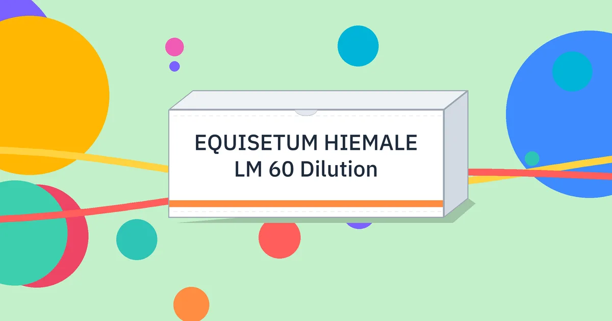 Symbolbild: Packung mit der Aufschrift EQUISETUM HIEMALE LM 60 Dilution (PZN 13473697) – Verfügbarkeit und Bezug in Apotheken in Frankfurt am Main