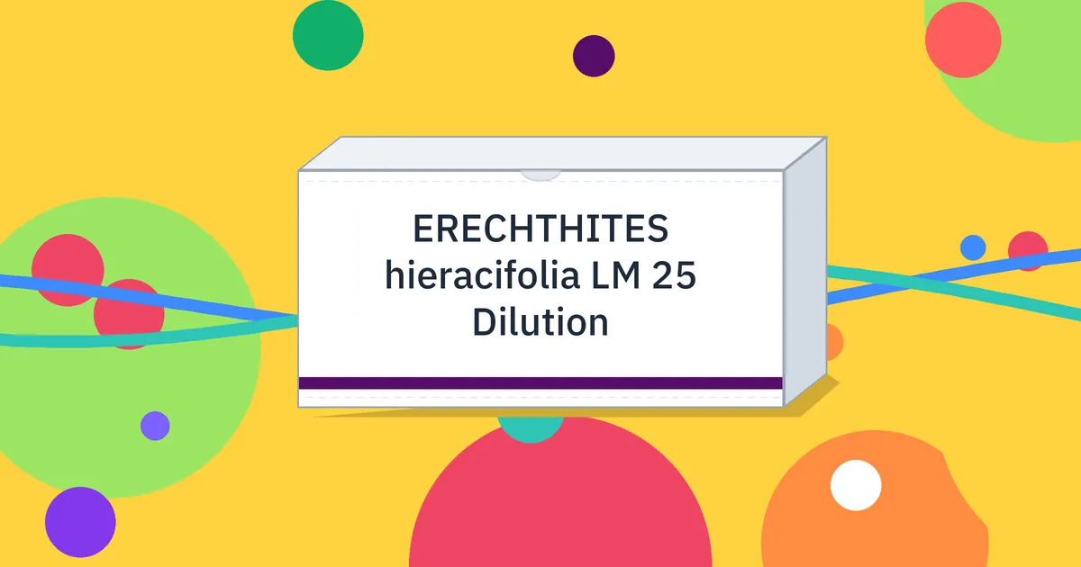 Symbolbild: Packung mit der Aufschrift ERECHTHITES hieracifolia LM 25 Dilution (PZN 13474521) – Verfügbarkeit und Bezug in Apotheken in Frankfurt am Main